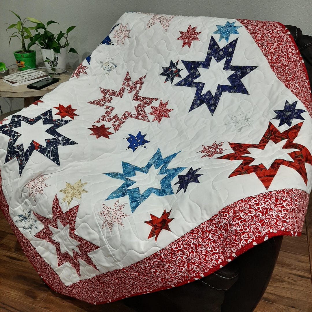 Christmas Quilt Star or Tree Present Quilt Both Made From Christmas ...