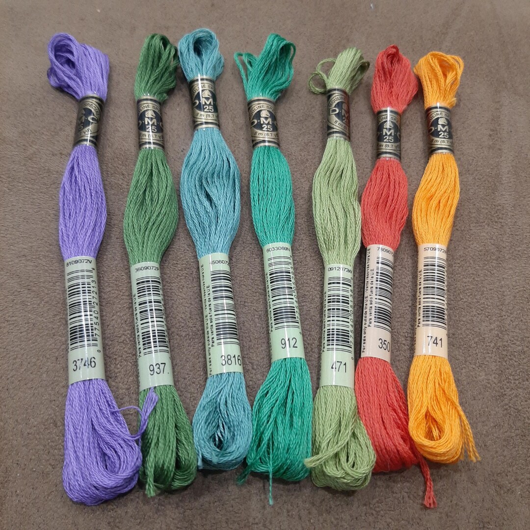 DMC Embroidery Floss,/thread #25 Multiple Colors 3816, 937, 471 3746 ...