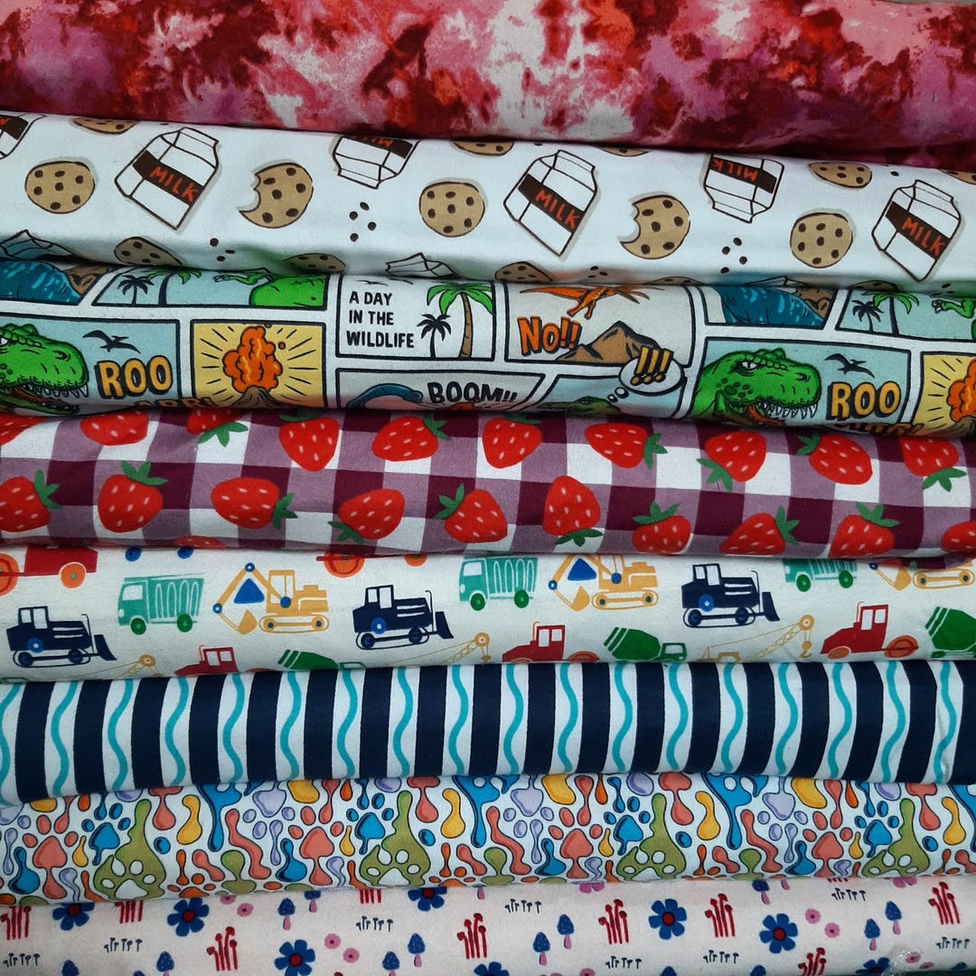 Kids Flannel Fabric by the Yard: Dinosaurs, Trucks, Rainbows - Etsy