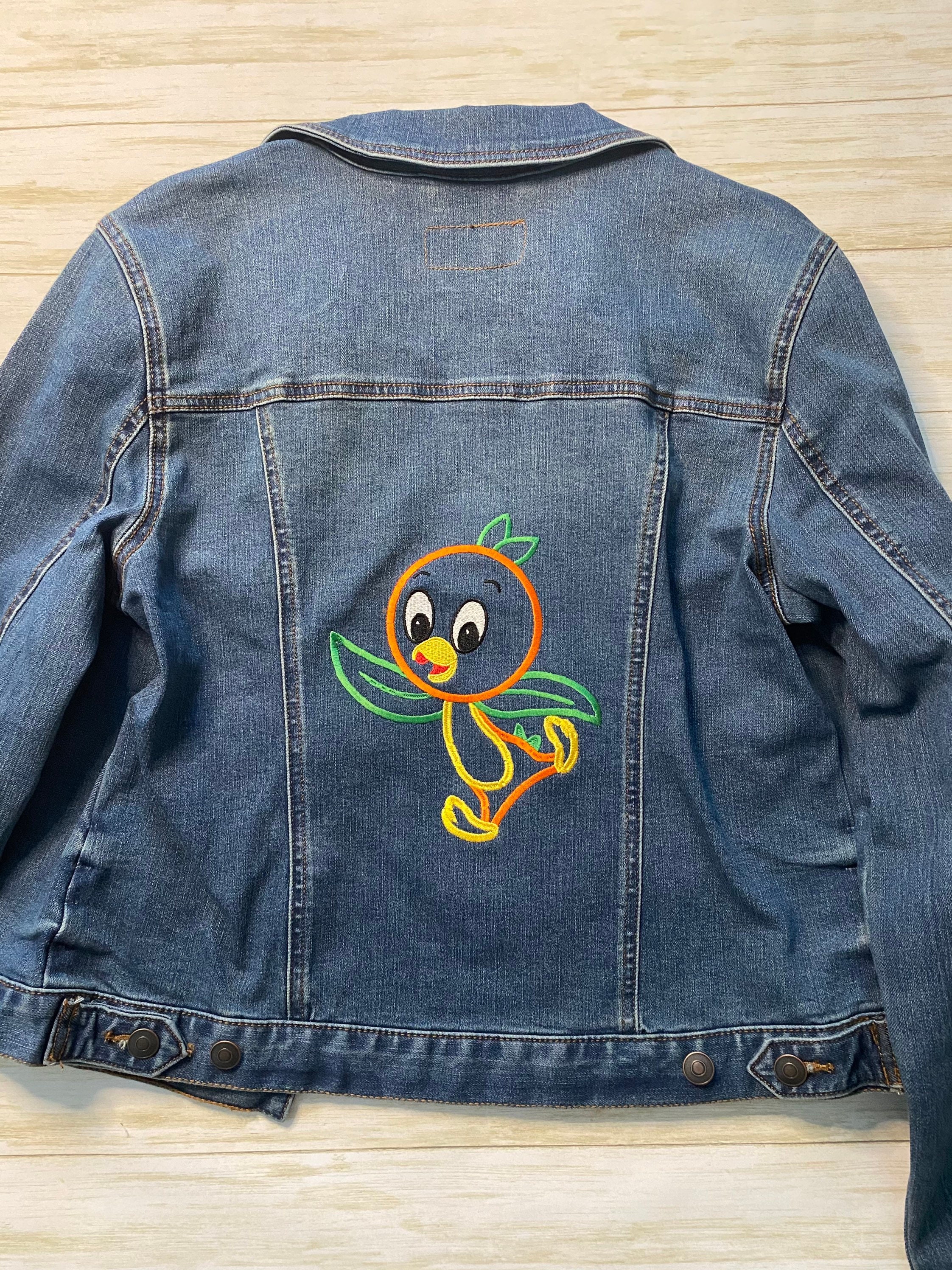 Orange Bird Denim Jacket - Etsy