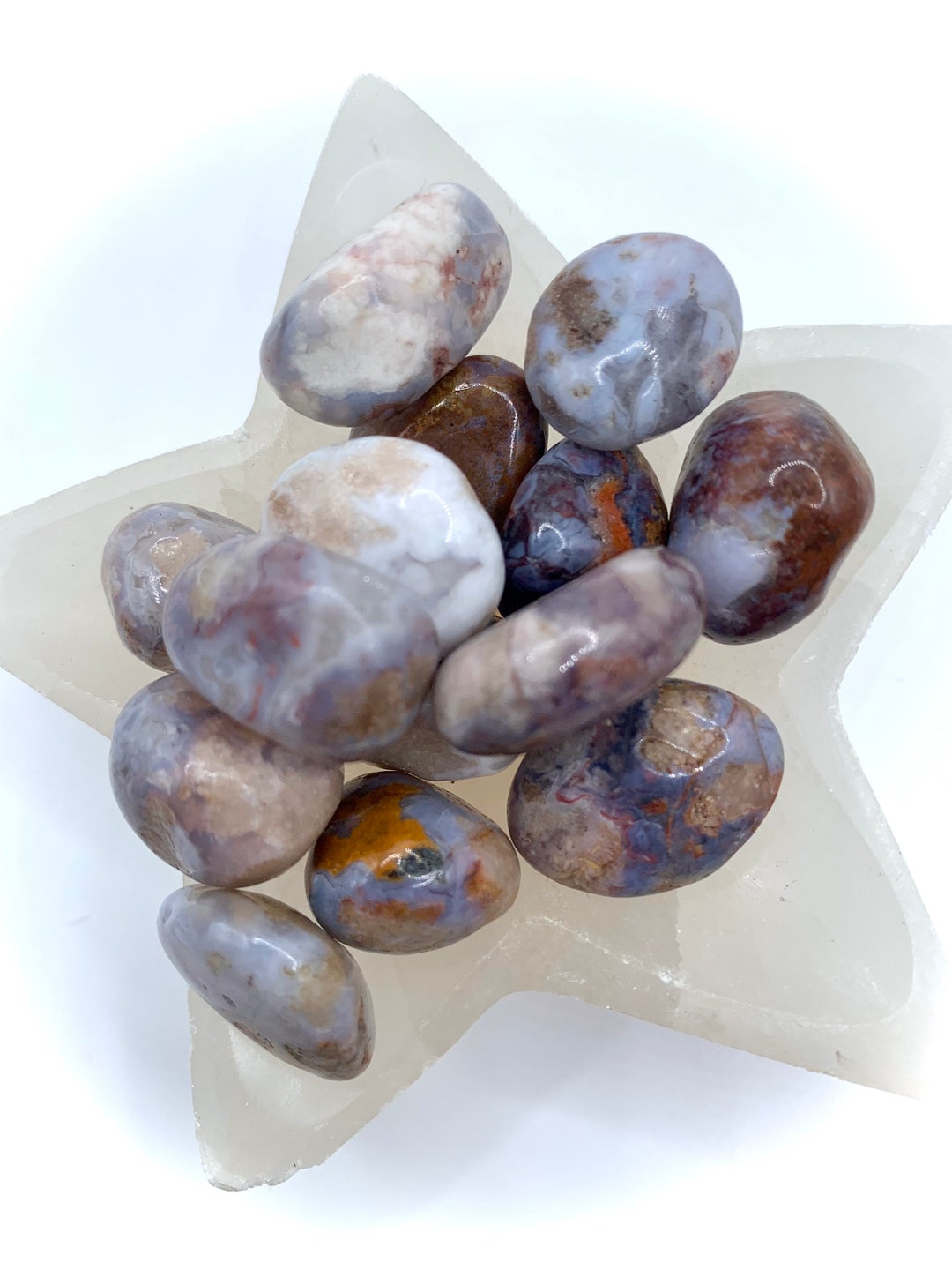 Rare BLUE FLOWER AGATE Tumbled Stone Blue Cherry Blossom - Etsy