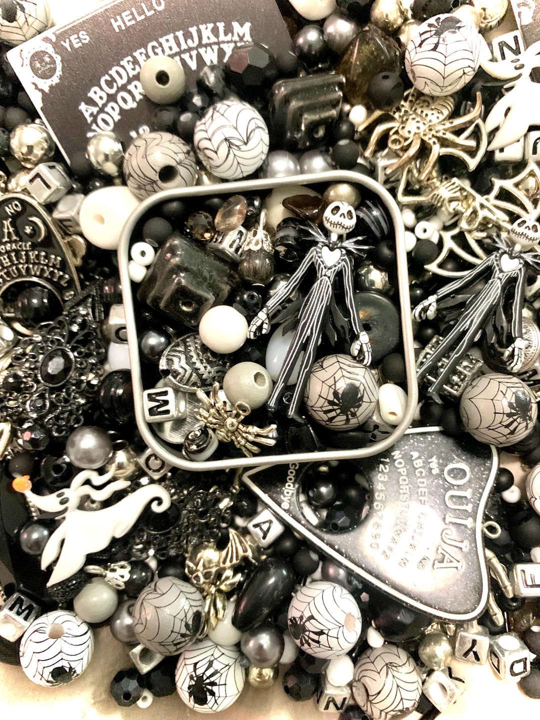 100 Goth Creep Bead Confetti // Bead Soup // Witchy Bead Mix // Charms ...