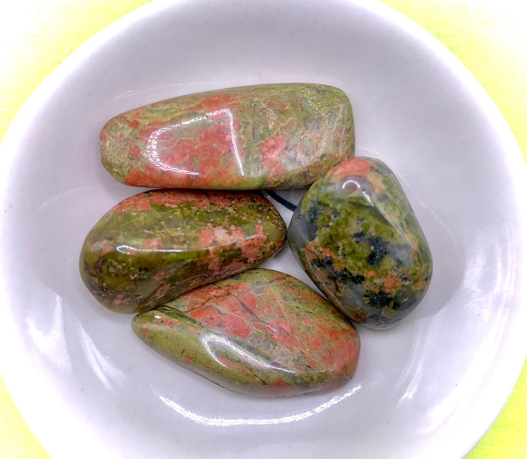 Unakite Tumbled Stone // Epidote Granite // Pink Orthoclase Feldspar - Etsy