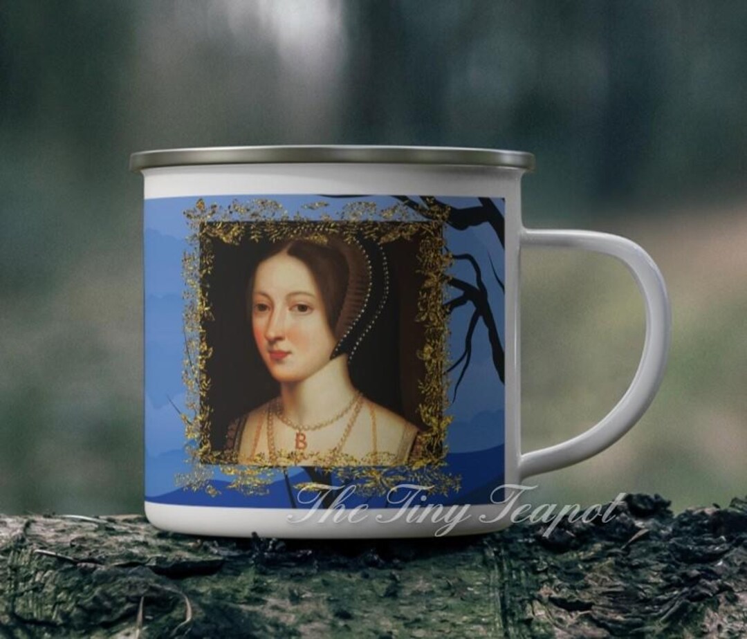 Enamel Camping Mug, Anne Boleyn Style, Tudor Queen Cup, English Queen ...