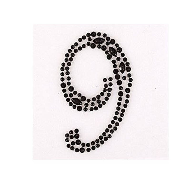 Craftbuddyus 2pcs Number "9" Self Adhesive Stick on Black Rhinestone ...