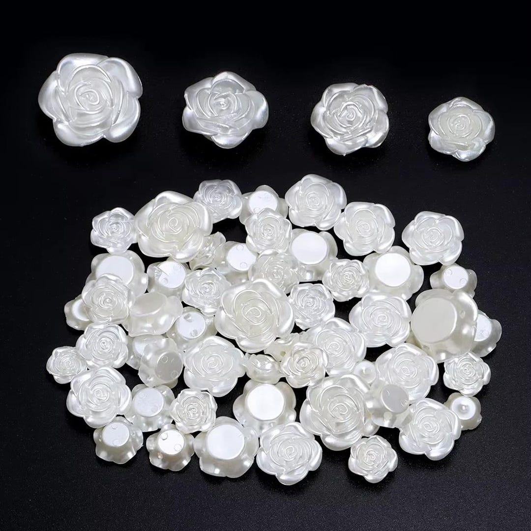 Craftbuddyus 85 Pcs Assorted Cream Pearl Rose Flatback Beads for ...
