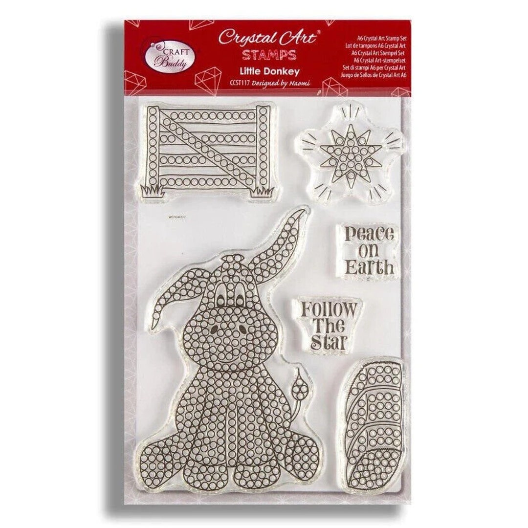 Craft Buddyus CCST117: Craft Buddy Crystal Art LITTLE DONKEY A6 Stamp ...