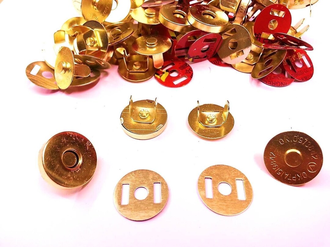Craftbuddyus 20 Sets 18mm GOLD Magnetic Fastener Snaps Clasps for Bags ...