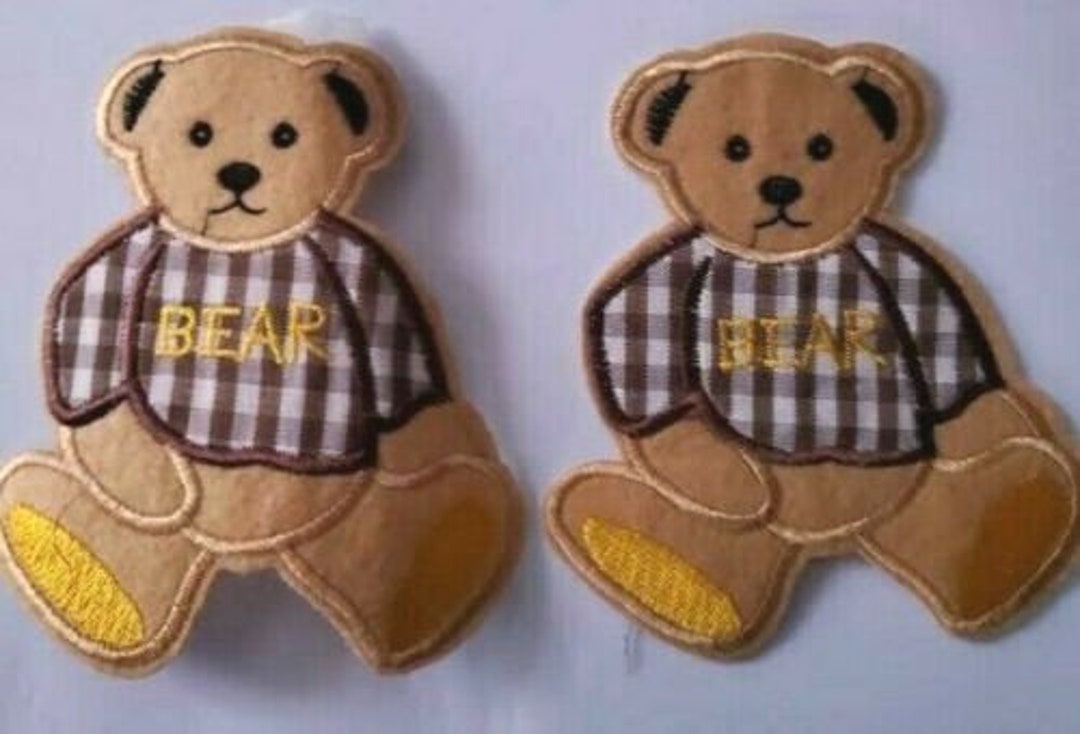 Craftbuddyus 2pcs X 10cm Iron on Baby Brown Teddy Bear Fabric Motif ...