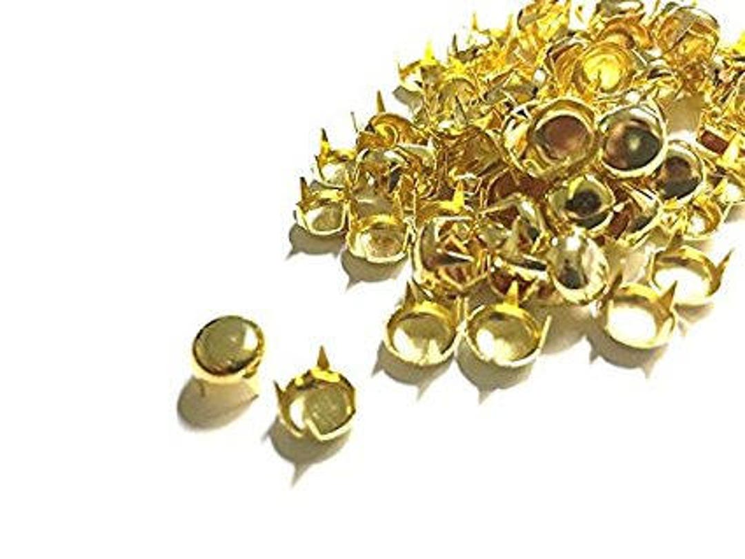 Craftbuddyus 100pcs Gold 5mm Round Studs for Punk, Rock Goth Biker ...
