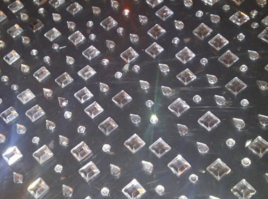 Craftbuddyus 300 Pcs Clear Round Square Teardrop Self Adhesive Diamante ...