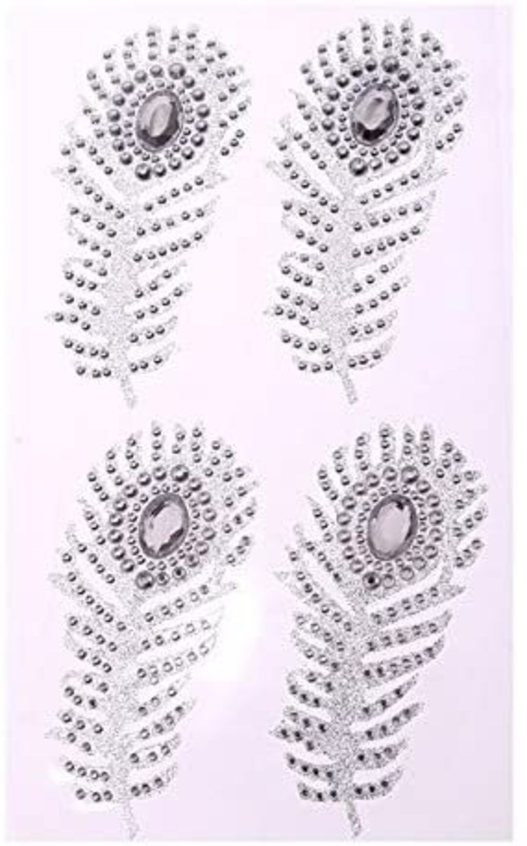 Craftbuddyus CB027 4 Self Adhesive FEATHER Glitter & Diamante ...