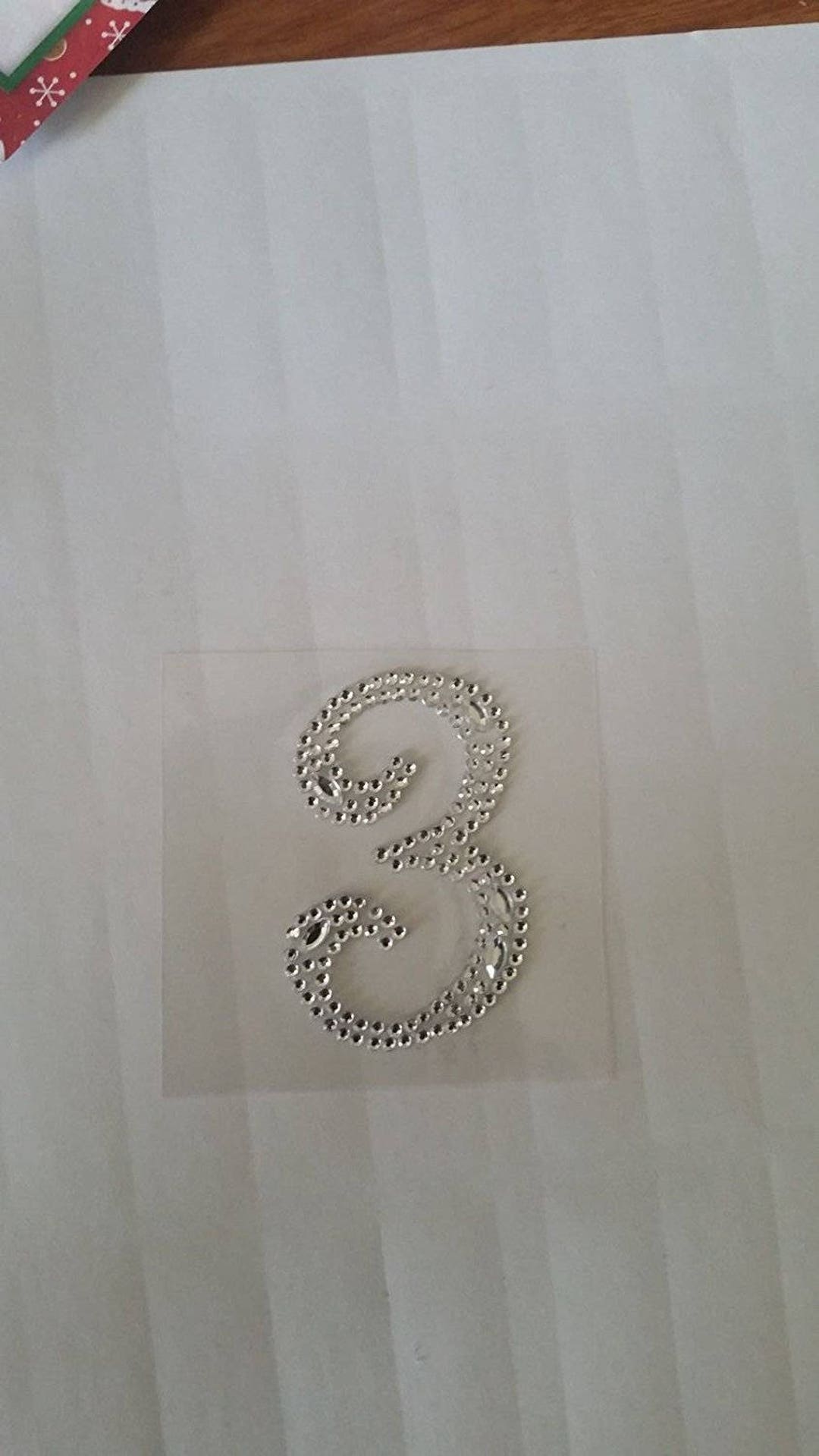 Craftbuddyus 2pcs Number "3" Self Adhesive Stick on Clear Rhinestone ...