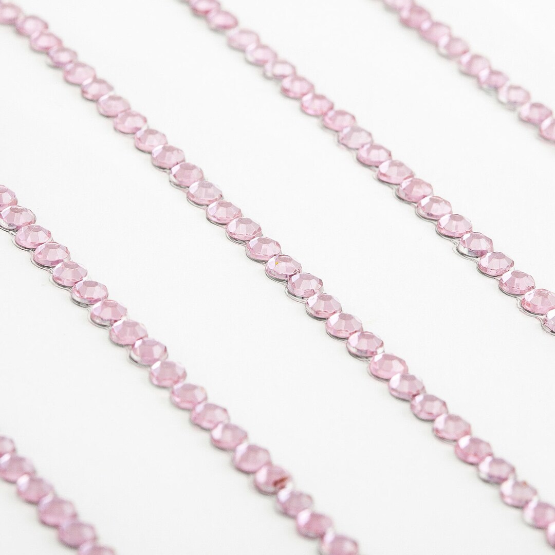 Craftbuddyus 220pcs 3mm Pink Self Adhesive Diamante Rhinestone Strip ...