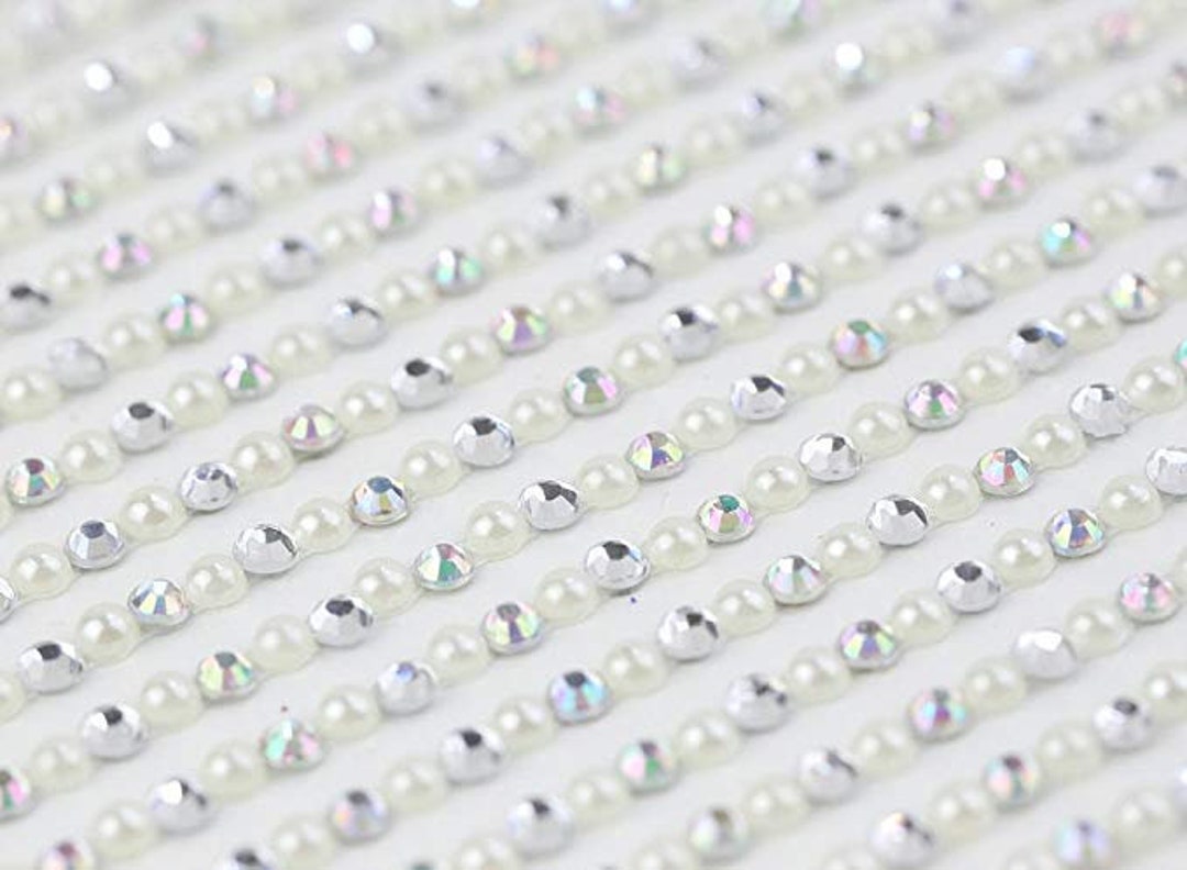 Craftbuddyus 17 Strips 3mm Self Adhesive Ivory Pearls and Ab Clear ...