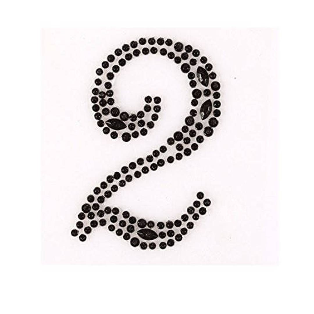 Craftbuddyus 2pcs Number "2" Self Adhesive Stick on Black Rhinestone ...