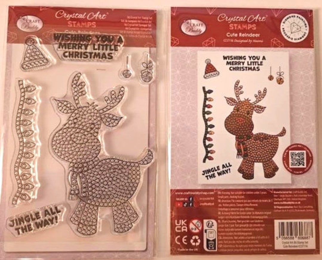 Craft Buddyus CCST116: Craft Buddy Crystal Art Cute Reindeer A6 Stamp ...