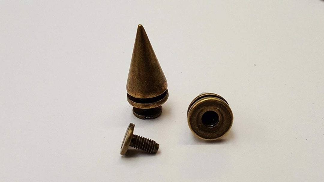 Craftbuddyus 20pcs 13mm Antique Brass Screw Spikes Punk Rock Leather ...