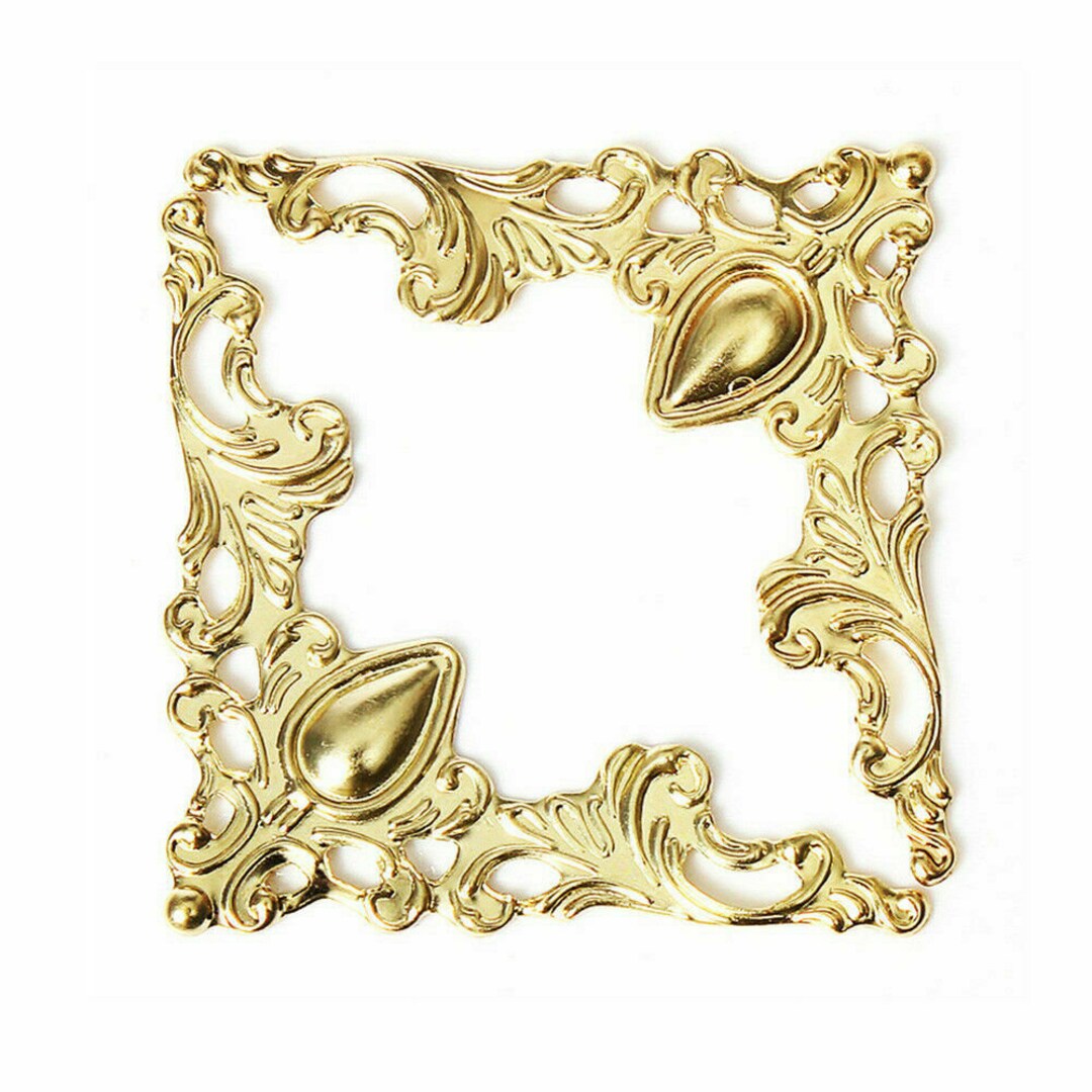 Craftbuddyus 10pcs Matte Gold Metal Book Scrapbook Album Decor Carved ...