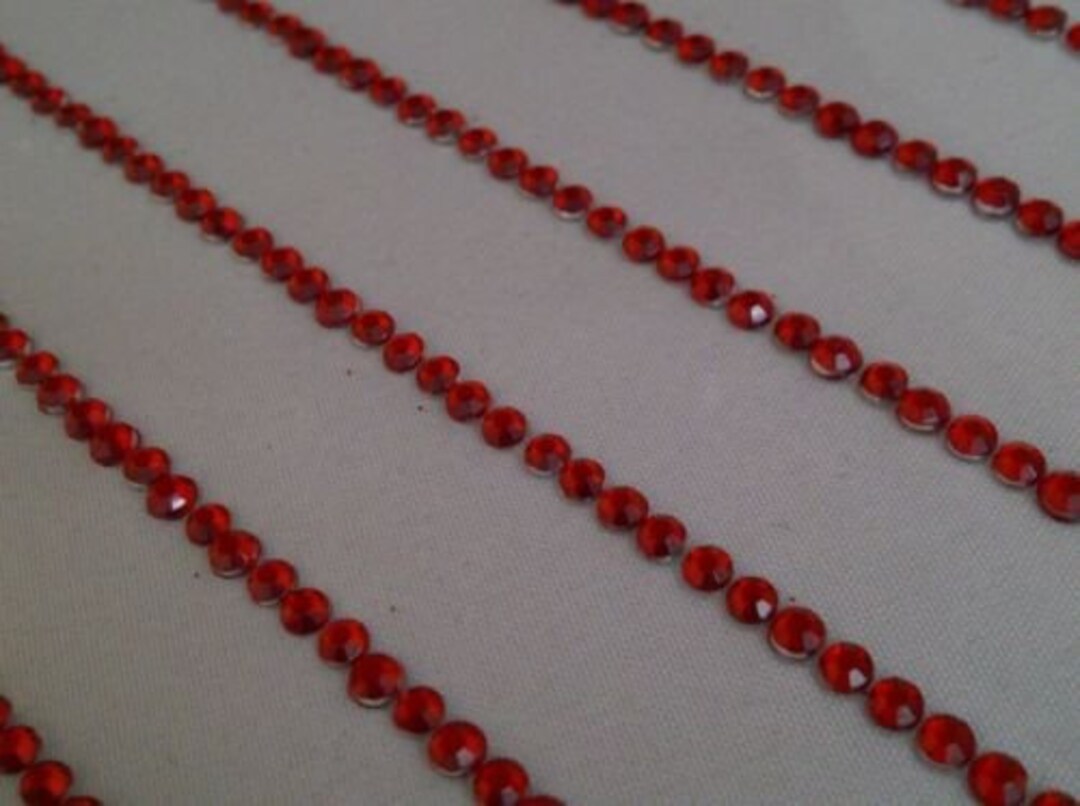 Craftbuddyus 220pcs 3mm Red Self Adhesive Diamante Rhinestone Strip ...