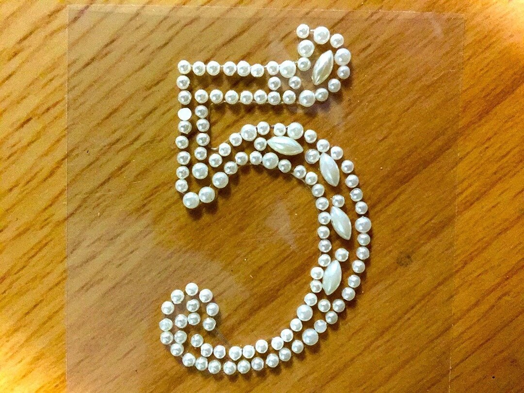 Craftbuddyus 2pcs Number "5" Self Adhesive Pearl Numbers Diamante ...