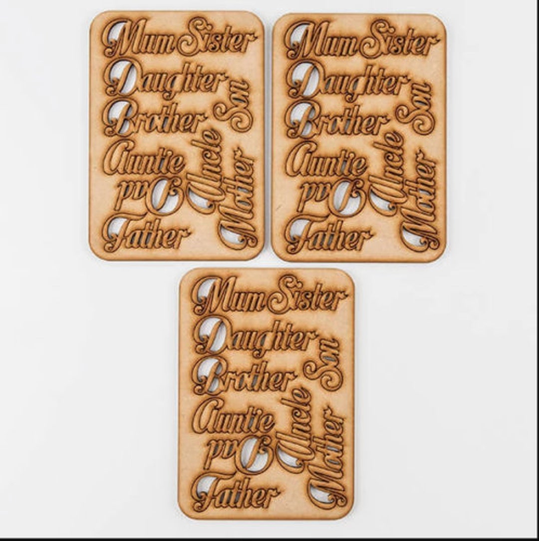 Craftbuddyus Set of 3 Laser Cut MDF Family Words, Wood Crafts, DIY - Etsy