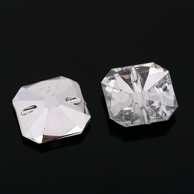 Craftbuddyus AB4 20 Pcs 17mm Sew on Diamante Square Acrylic Crystal ...