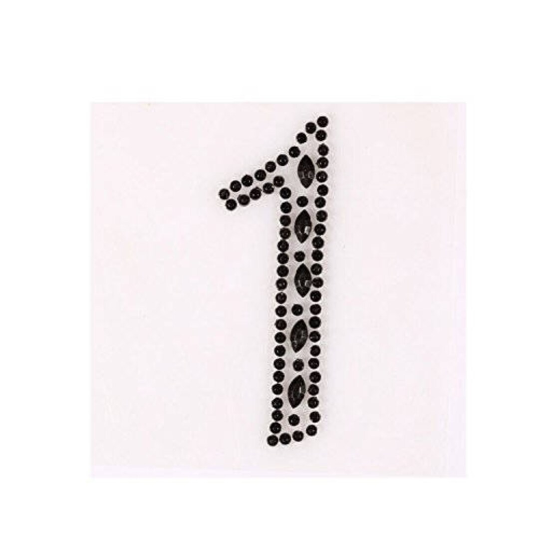 Craftbuddyus 2pcs Number "1" Self Adhesive Stick on Black Rhinestone ...