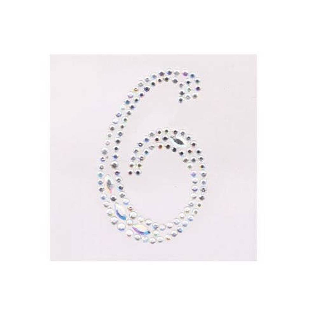 Craftbuddyus 2pcs Number "6" Self Adhesive Stick on Clear Rhinestone ...