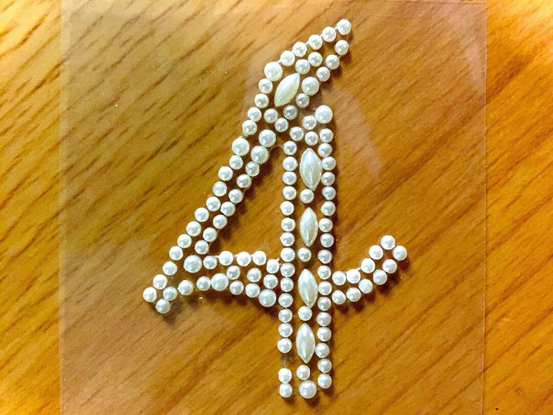Craftbuddyus 2pcs Number "4" Self Adhesive Pearl Numbers Diamante ...