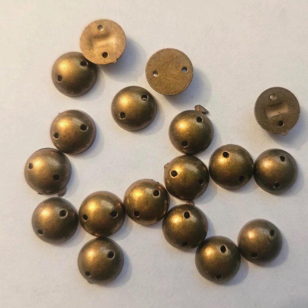 Craftbuddyus 60pcs 10mm Sew on Brass Round Dome Shape Metal Stud Gems ...