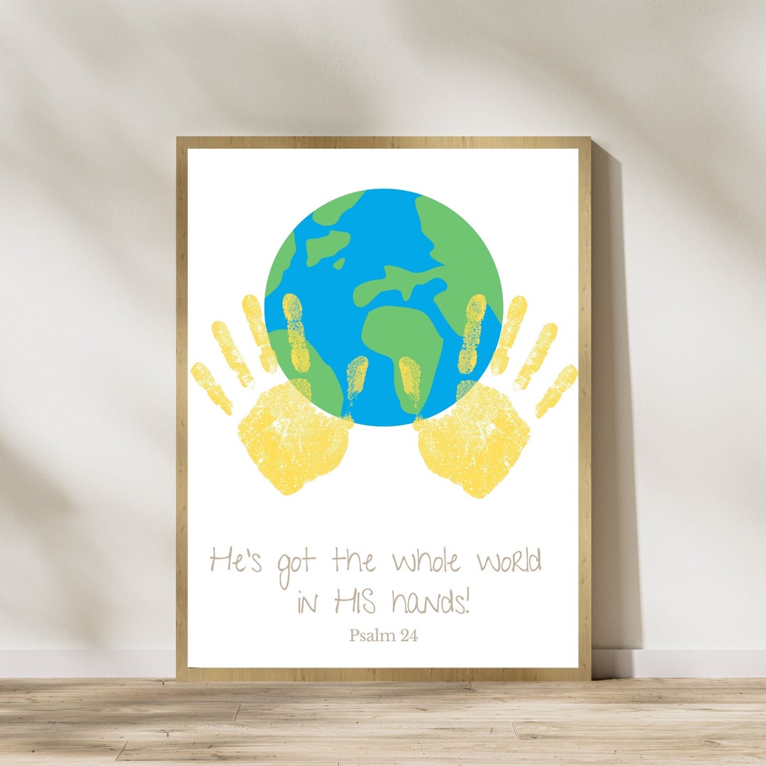 Christian Handprint Art, He's Got the Whole World in His Hands, Jesus ...