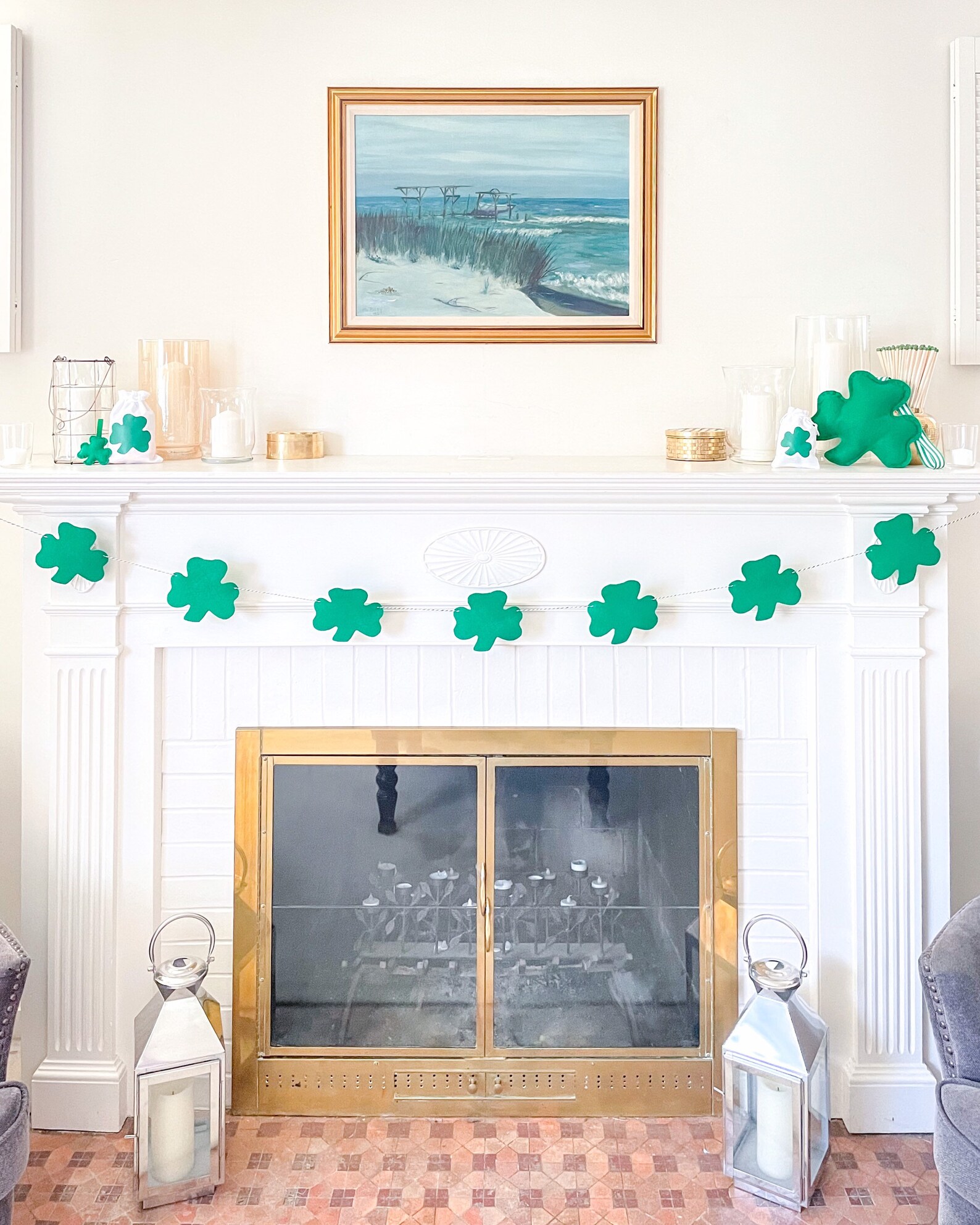 SHAMROCK GARLAND - Felt Green Shamrock Banner - Irish St. Patricks Day ...
