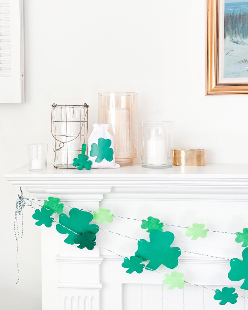 SHAMROCK GARLAND Felt Green Shamrock Banner Irish St. | Etsy