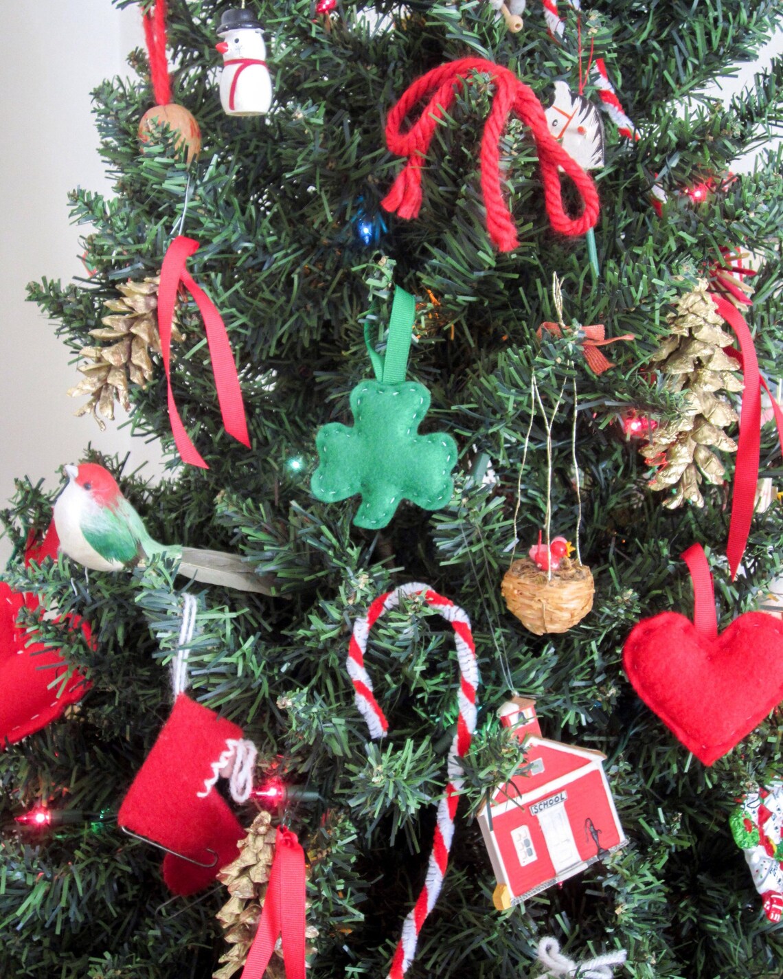 Set of SIX SHAMROCK ORNAMENTS - Green Felt Shamrock Ornament - Irish ...