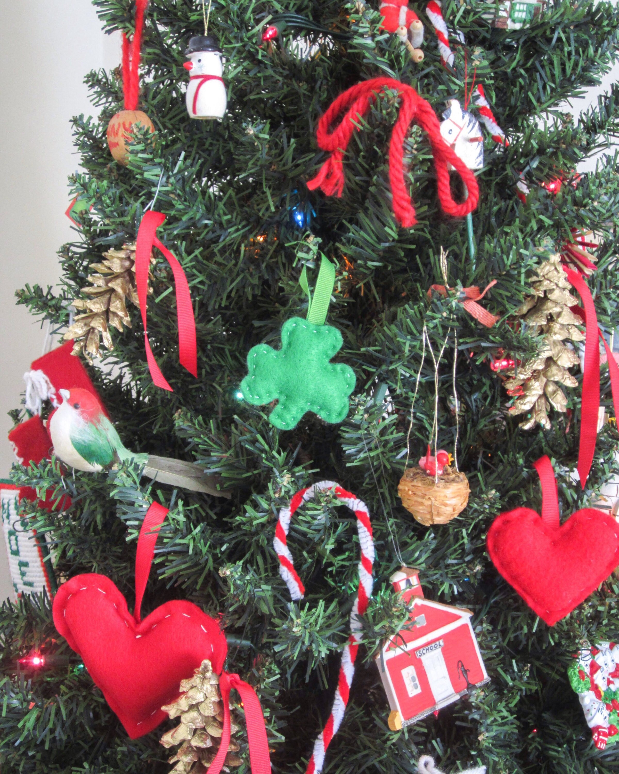Set of SIX SHAMROCK ORNAMENTS - Green Felt Shamrock Ornament - Irish ...