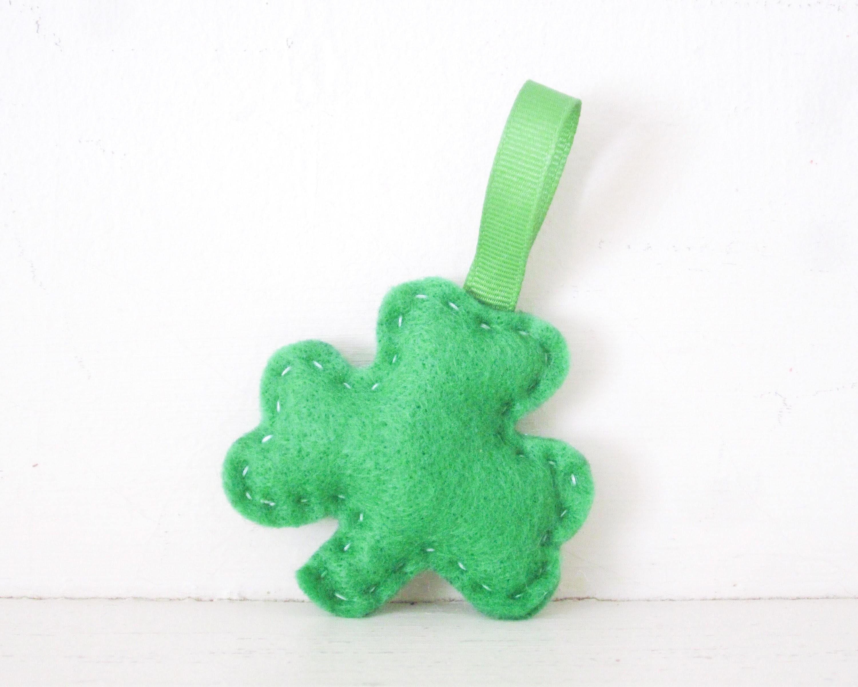 Set of SIX SHAMROCK ORNAMENTS - Green Felt Shamrock Ornament - Irish ...