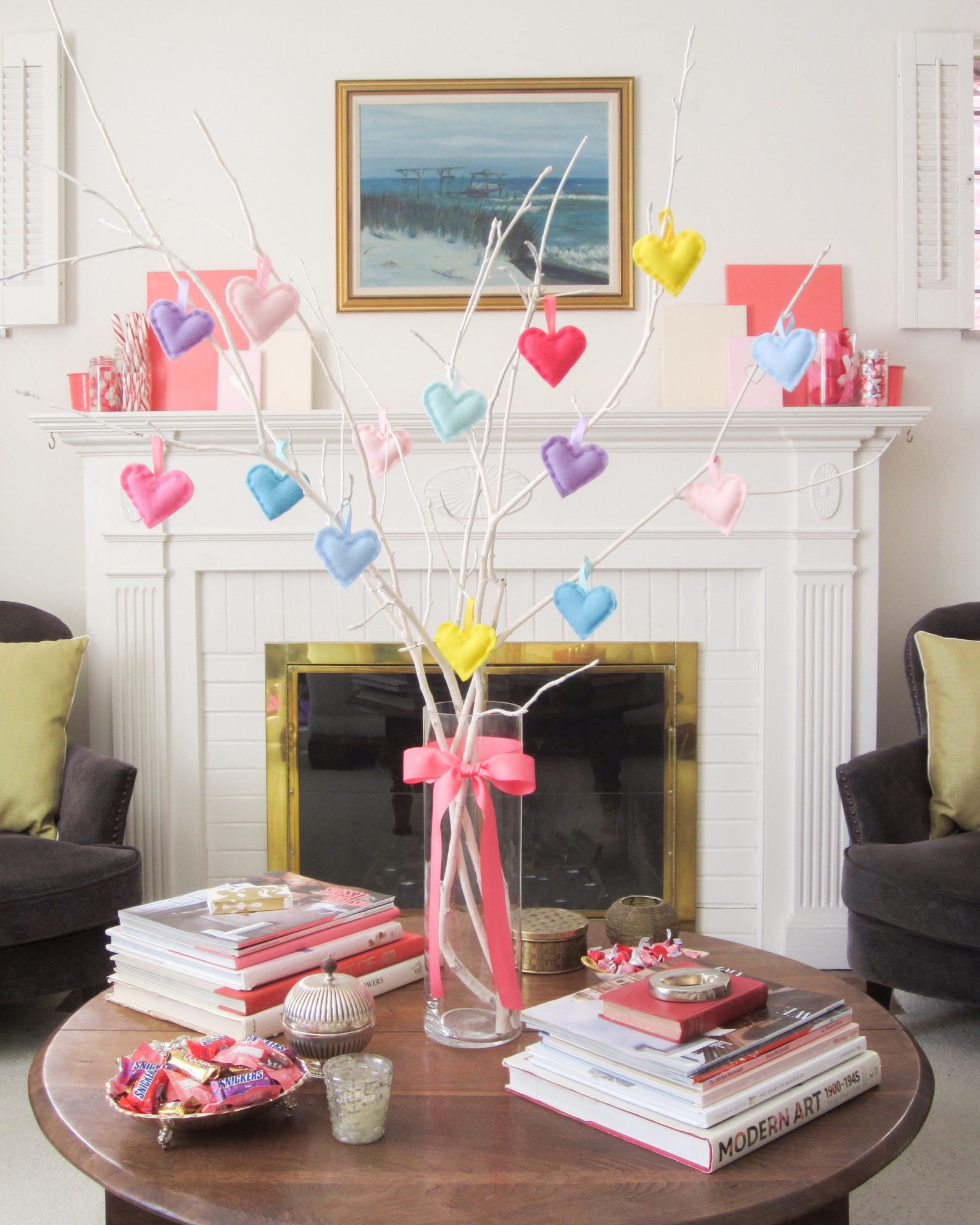 Set of SIX HEART ORNAMENTS - Pink Felt Heart Ornament - Pink Baby ...