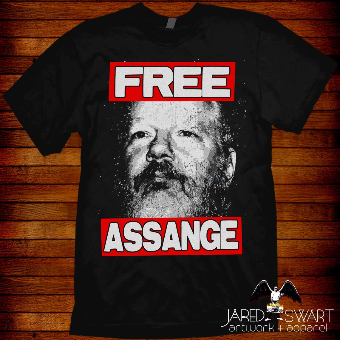 Free Assange T-shirt Julian Assange Tee Artwork by Jared - Etsy