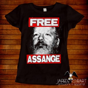 Free Assange T-shirt Julian Assange Tee Artwork by Jared Swart. Sizes S ...
