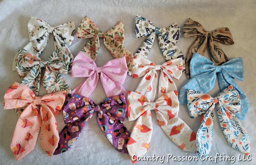 Large Catholic Hair Bow: Handmade Religious Print Cotton Clip - Etsy
