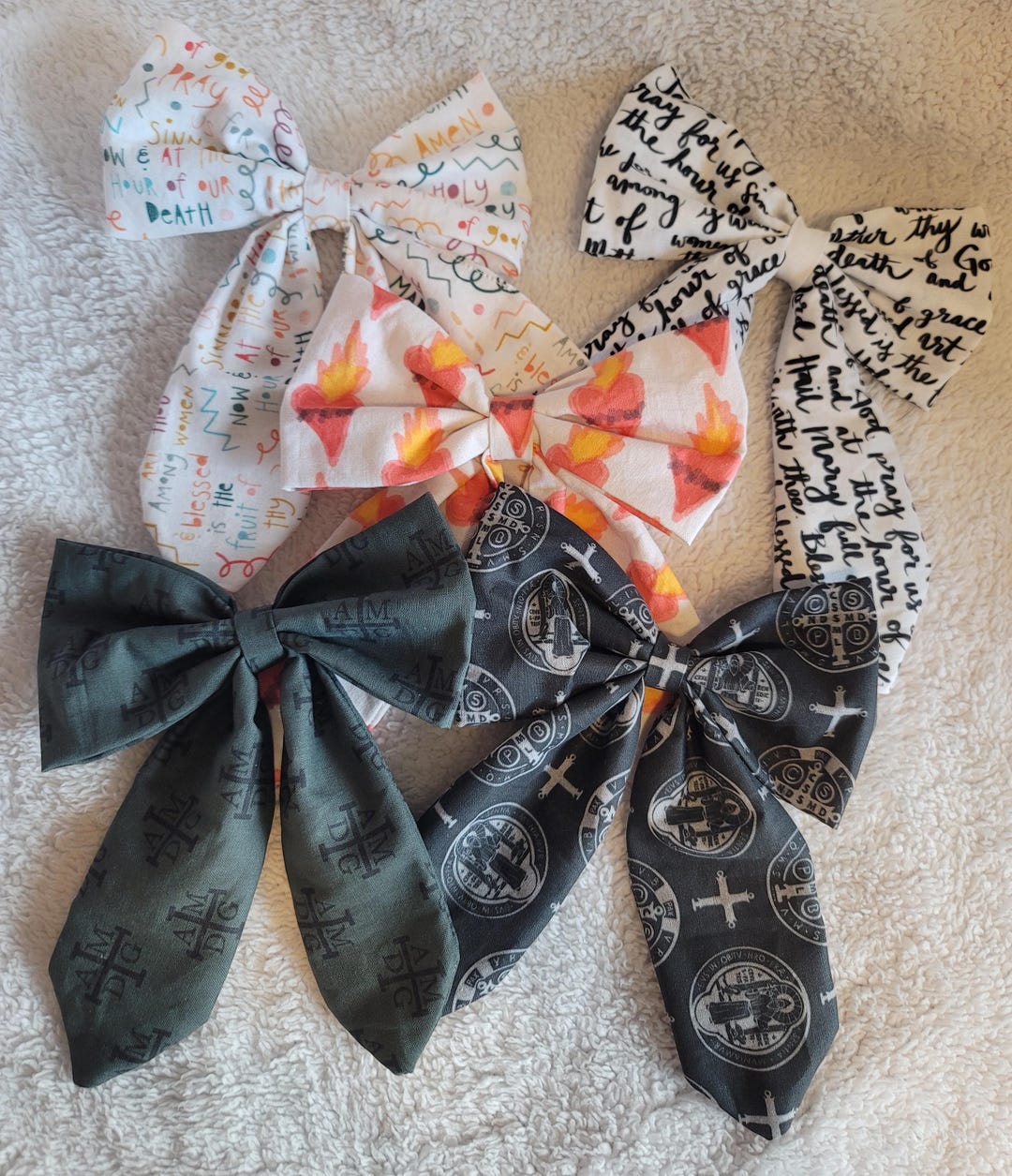 Large Catholic Hair Bow: Handmade Catholic Print With Clip - Etsy