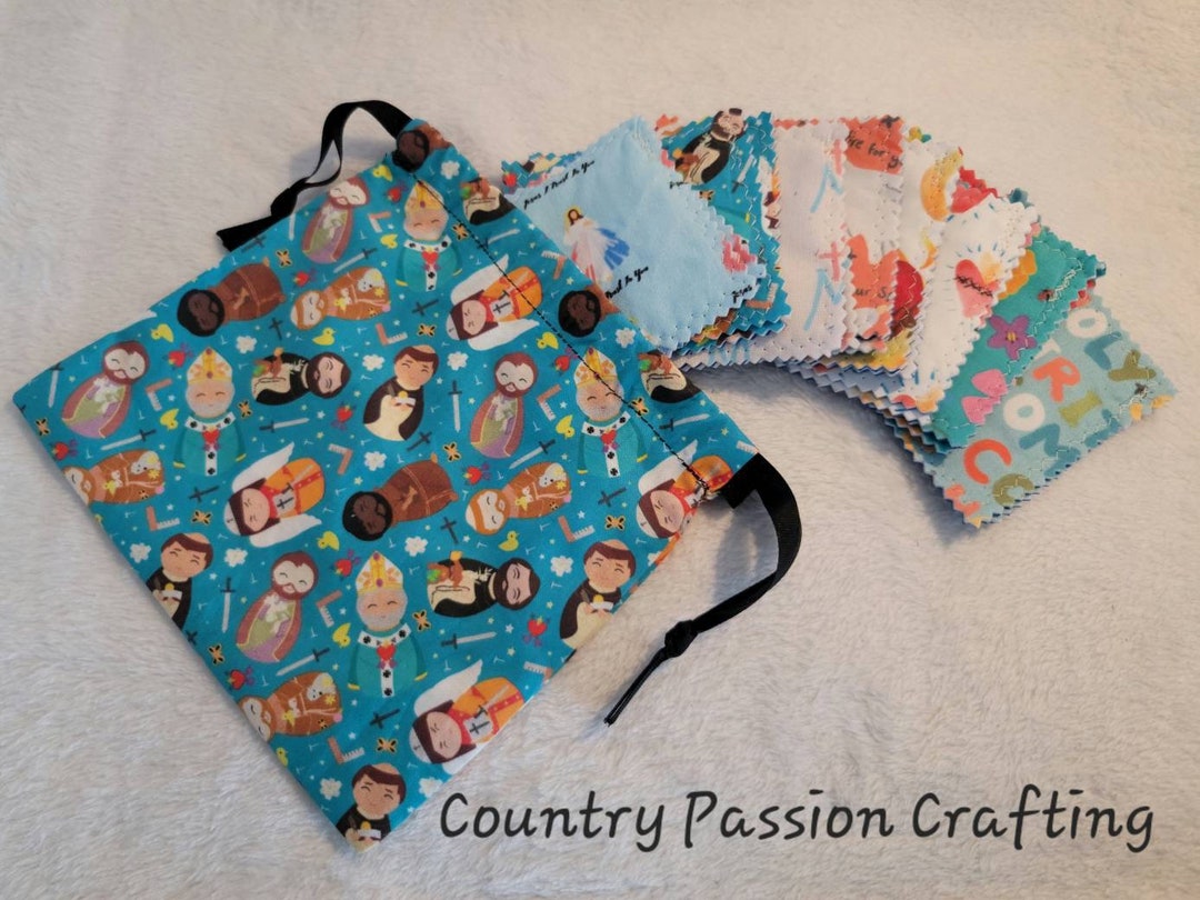 Fabric Memory Card Match Game/ Drawstring Bag/ Christian Catholic Kids ...