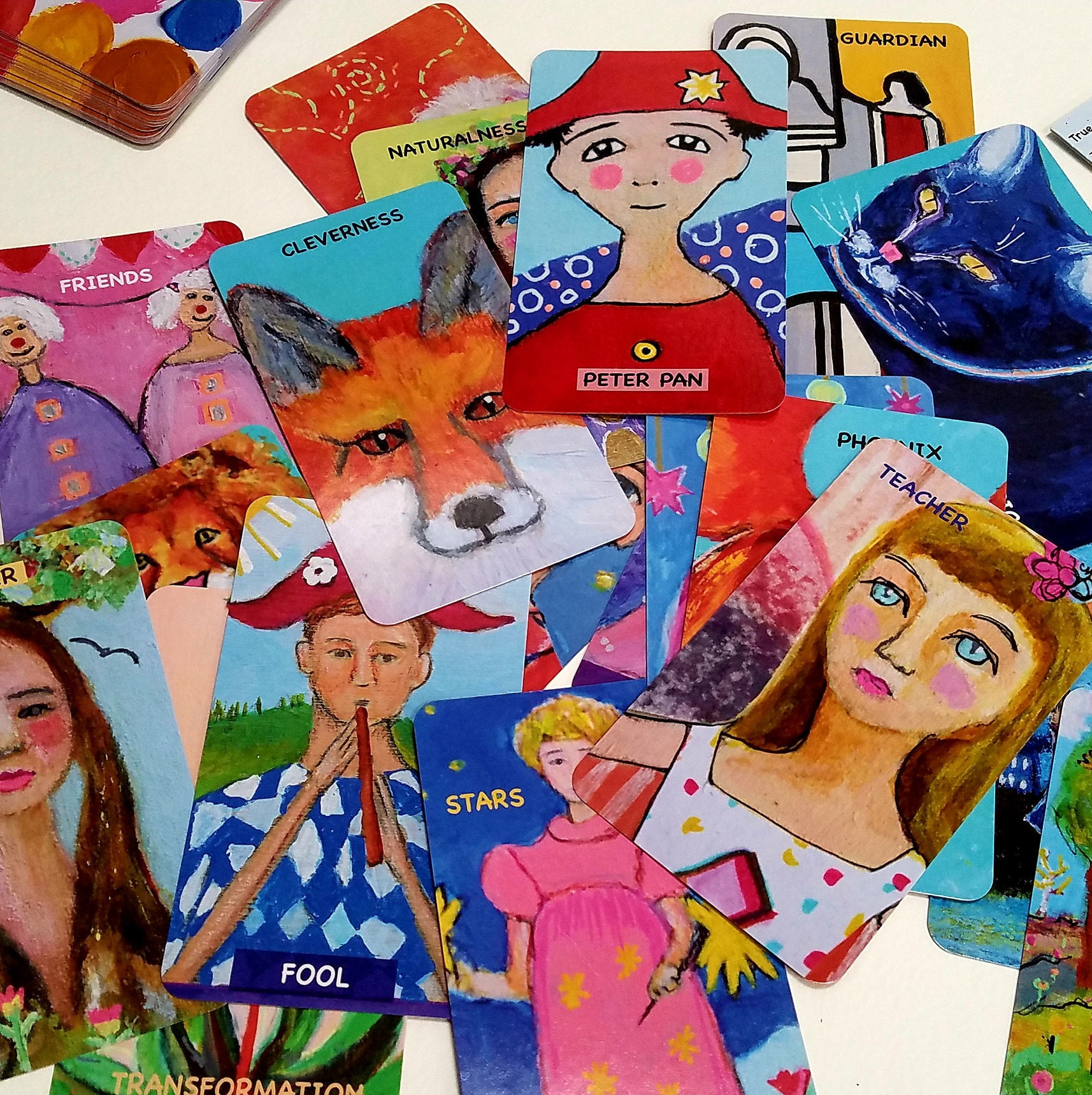 True Colors Oracle Deck, 52 Handmade Cards, Unique Art, Mixed Media ...
