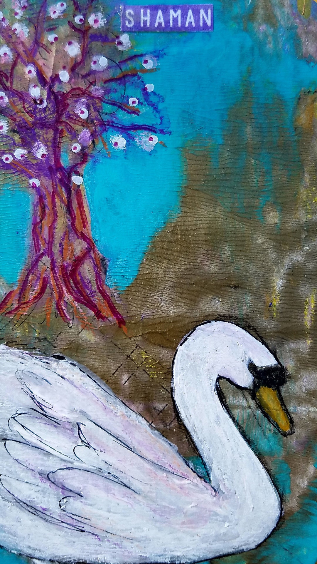 Shaman Oracle Card Hand-painted Gift for Her Mixed Media Acrylic ...