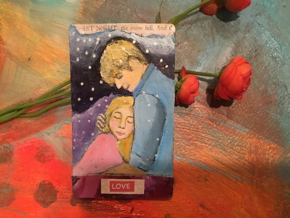 Love Oracle Card Hand-painted Mixed Media Acrylic - Etsy