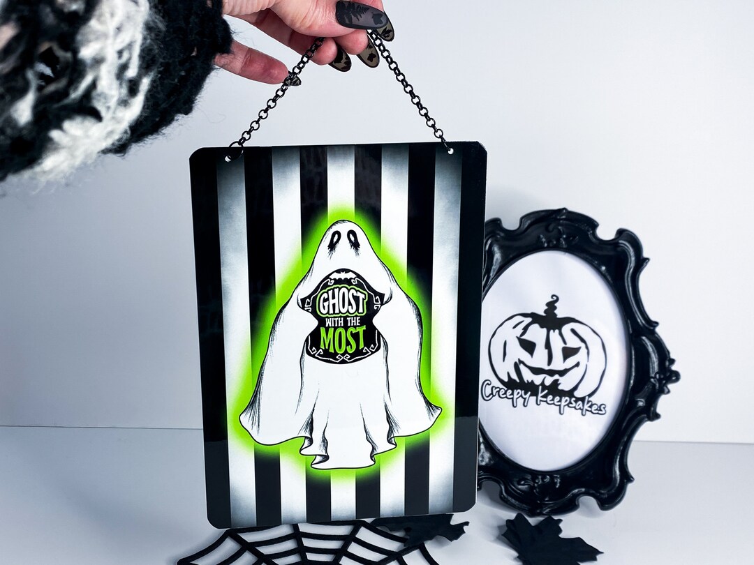 Ghost With the Most Creepcute Ghost Beetlejuice-inspired Hanging Metal ...