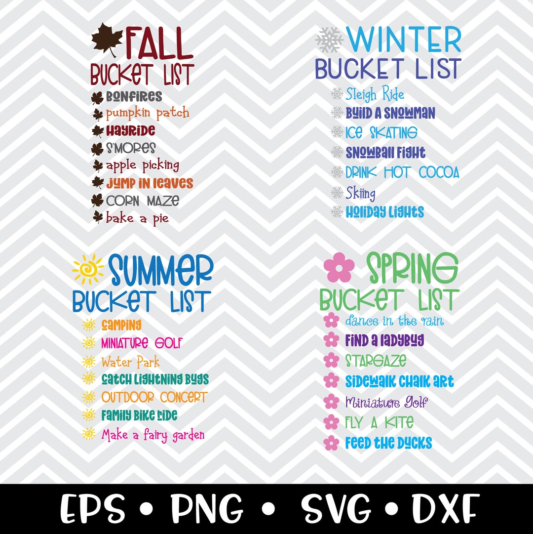 Season Bucket List Signs SVG Bundle / Sign Bundle - Etsy