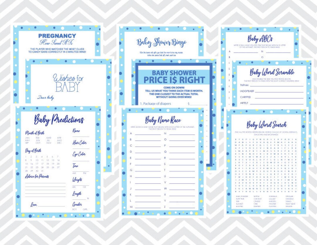 Printable Baby Shower Games Bundle (instant Download) - Etsy