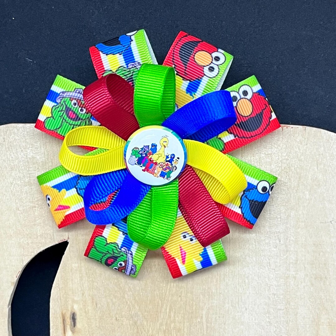Sesame Street Flower-loop Hair Bow or Headband - 2 Sizes, Elmo, Big ...